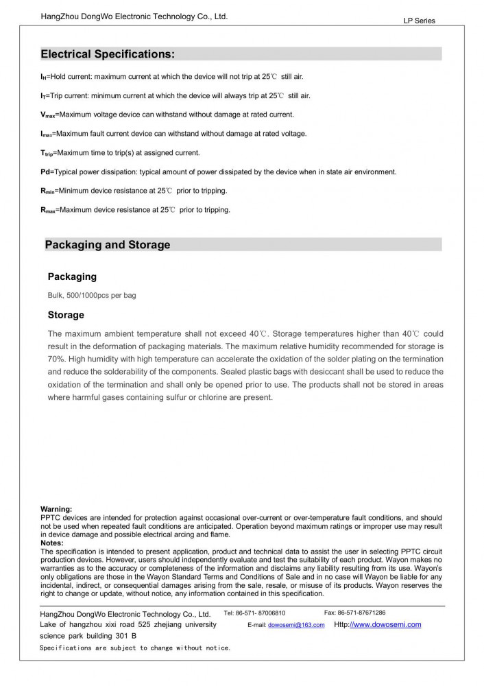 LP Series technical document, page 6
