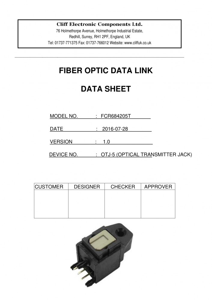 FCR684205T datasheet page 1