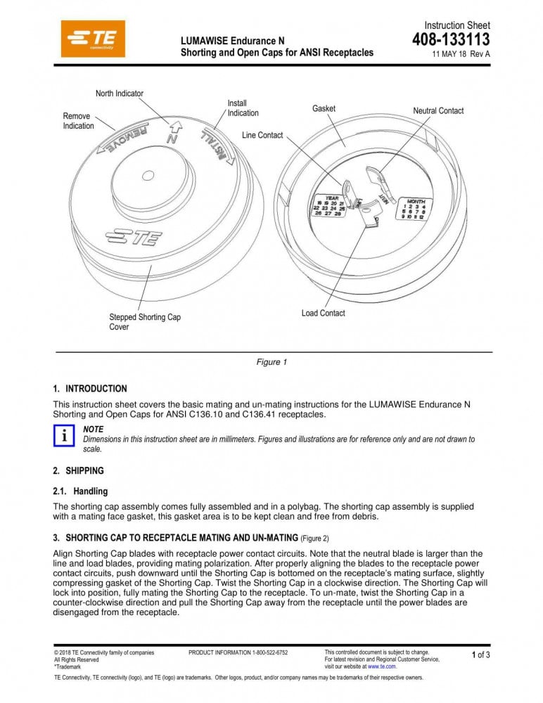 TE Connectivity 2328118-3 instruction sheet page 1