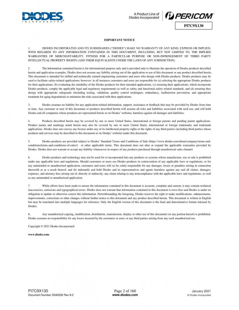PI7C9X130 datasheet page 2