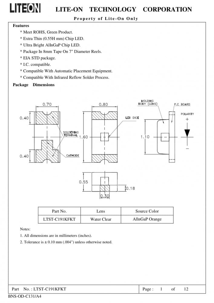 LTST-C191KFKT datasheet page 2