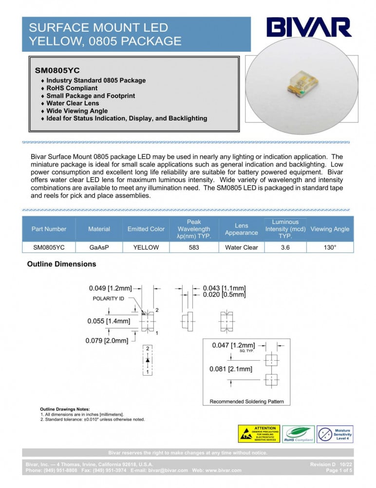 SM0805YC datasheet page 1
