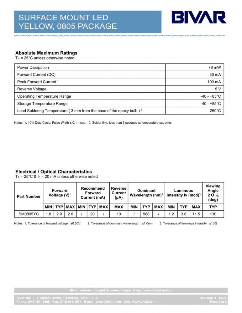 SM0805YC datasheet page 2