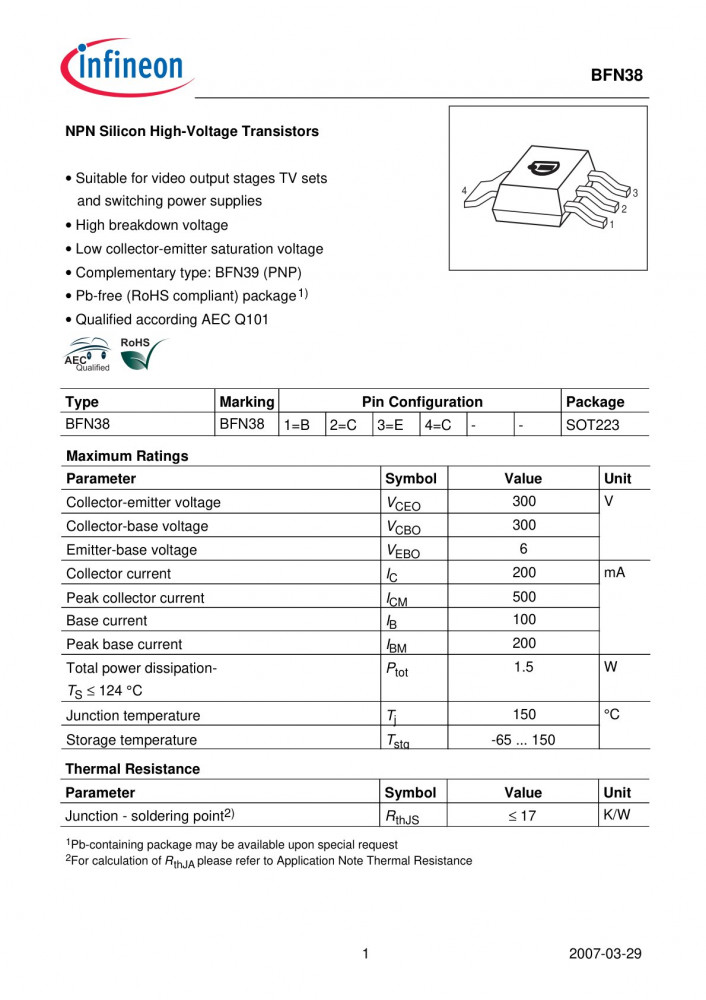 BFN38E6327 datasheet page 1