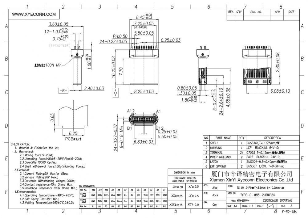 TYPE-C-M85-2JBWP24 technical document preview