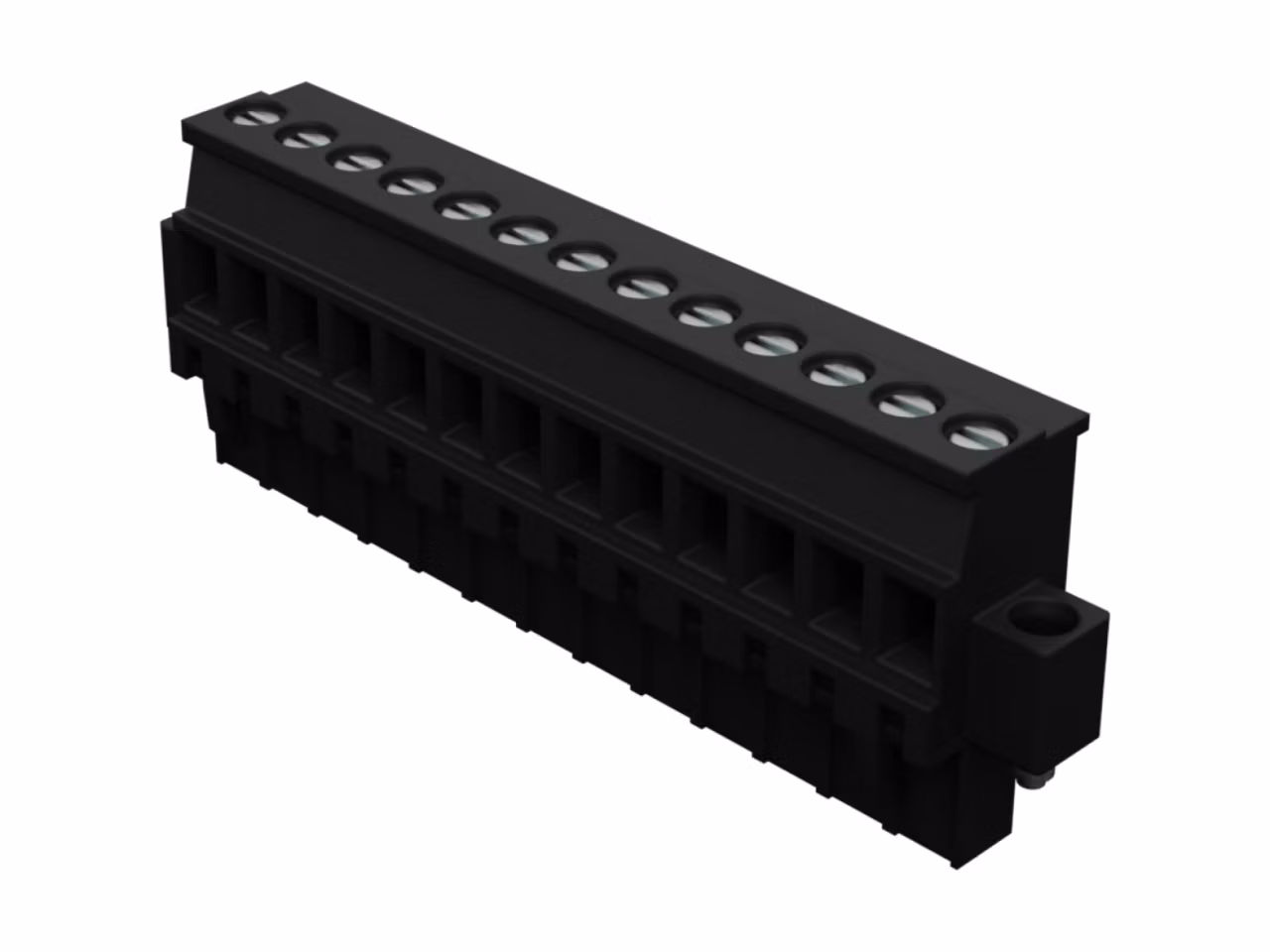 5.00mm Pitch Eurostyle Vertical Plug, with Retention Screws and Standard Imprinting, Front Wire Entry, Gold (Au) Plated, Black, 13 Circuits for sale