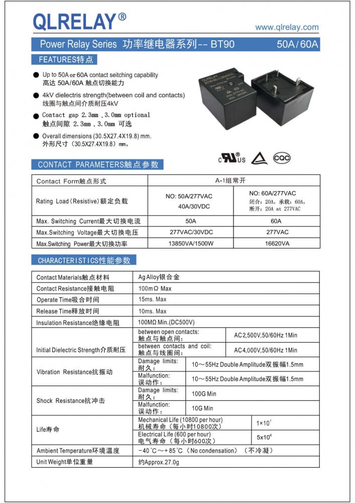BT90 technical document page 1