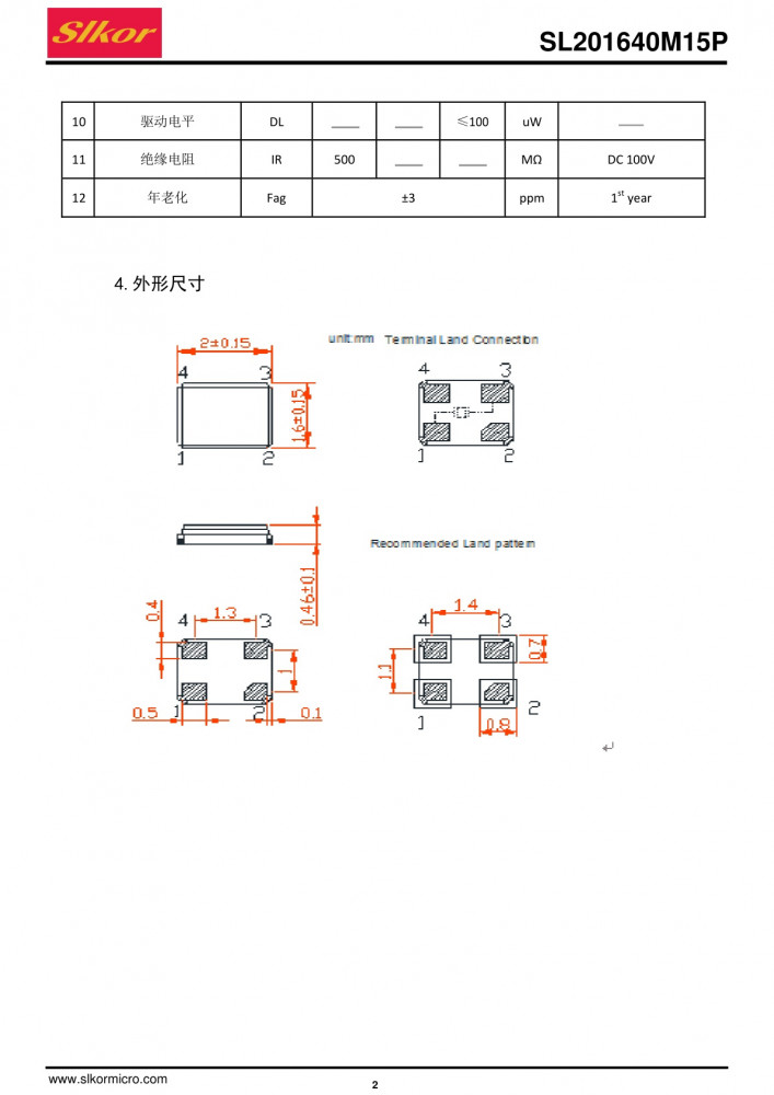 SL201640M15P datasheet page 2