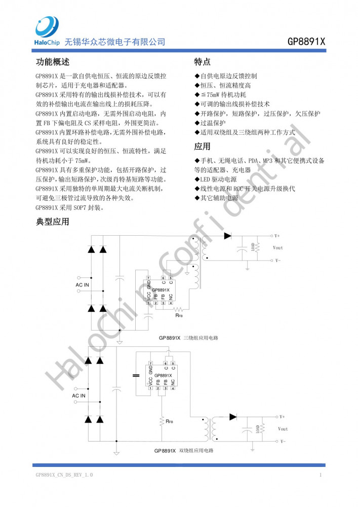 GP8891C datasheet page 1