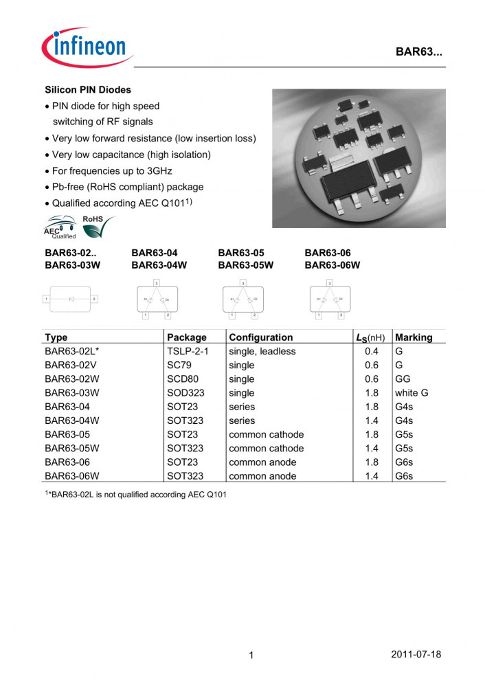 BAR6305WH6327XTSA1 datasheet page 1