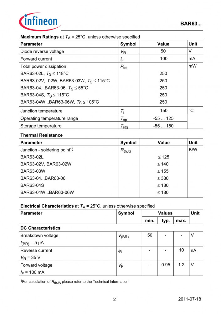 BAR6305WH6327XTSA1 datasheet page 2