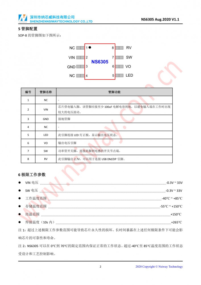 NS6305 datasheet page 2