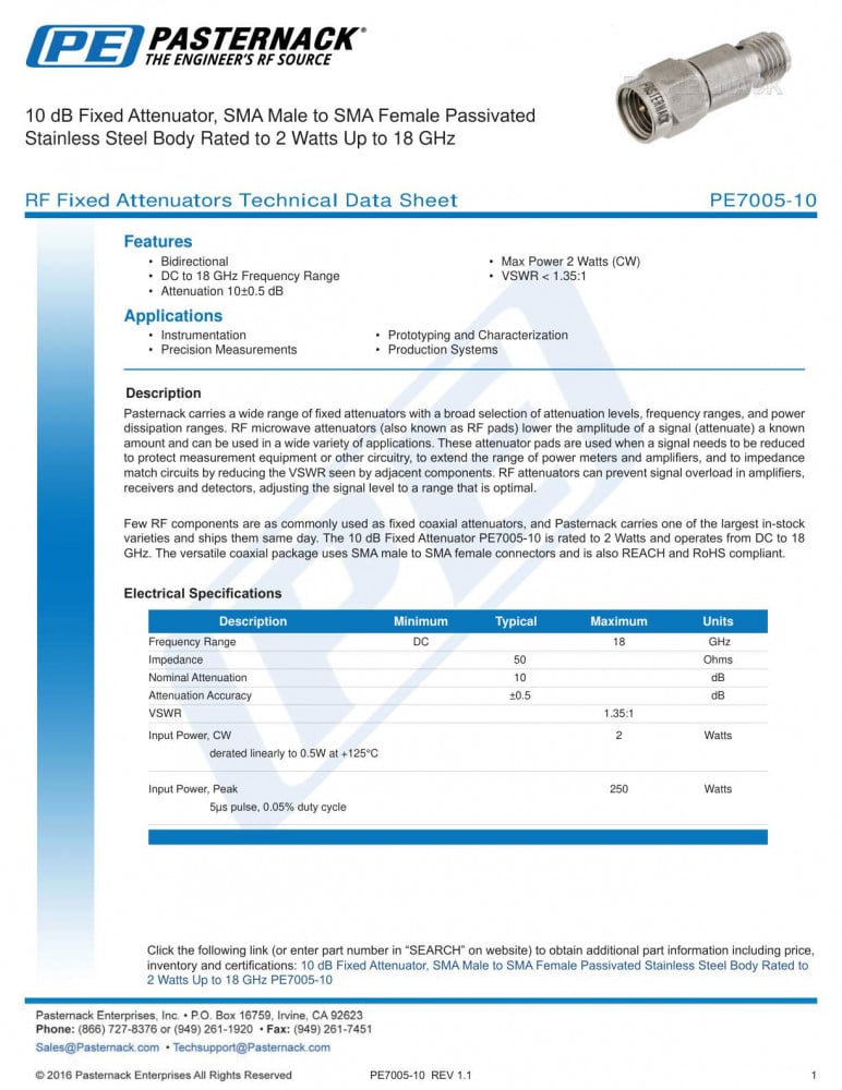 PE7005-10 technical document page 1