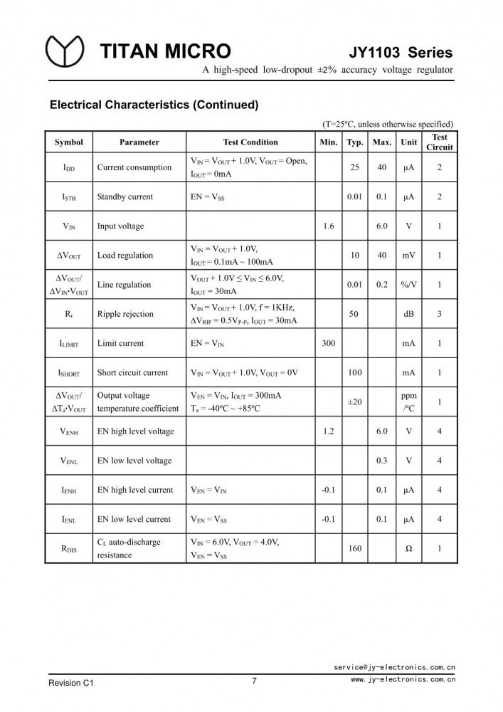 JY1103 datasheet page 7
