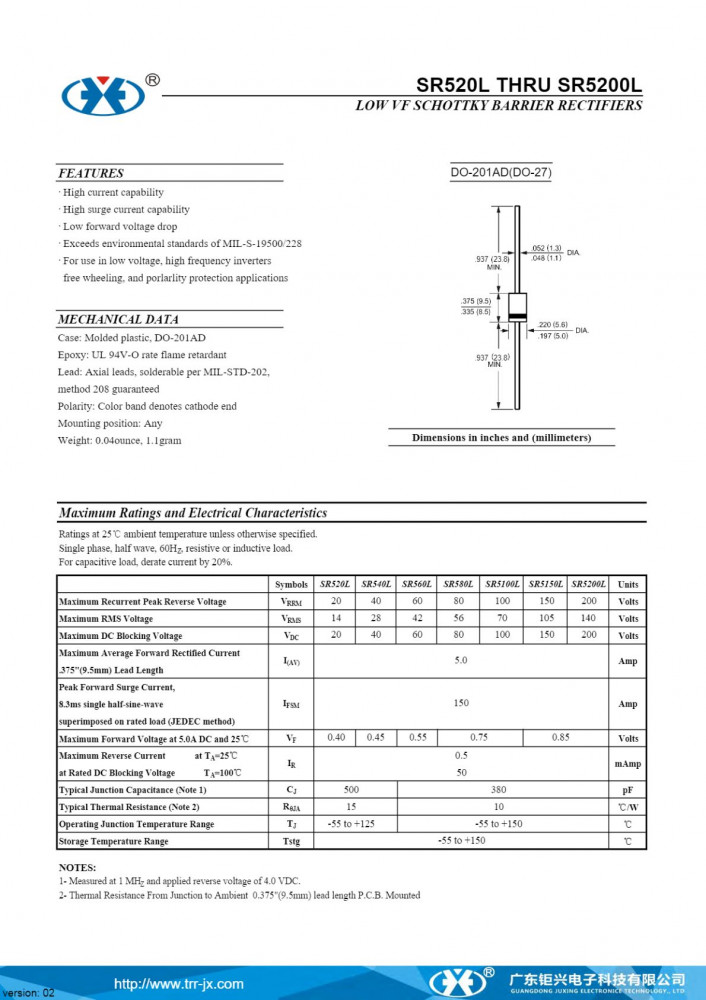 JUXING SR5200L datasheet page 1