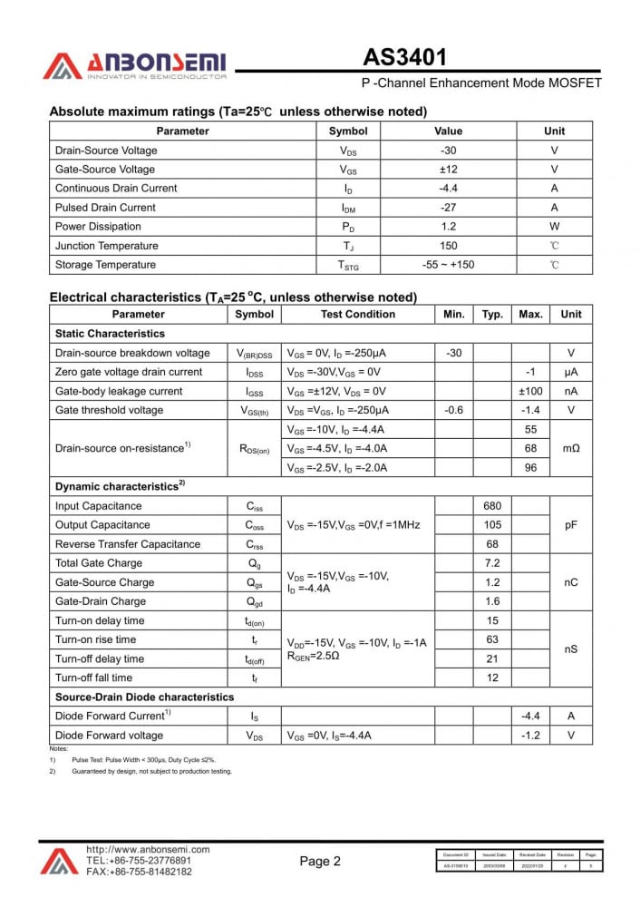 AS3401 datasheet page 2