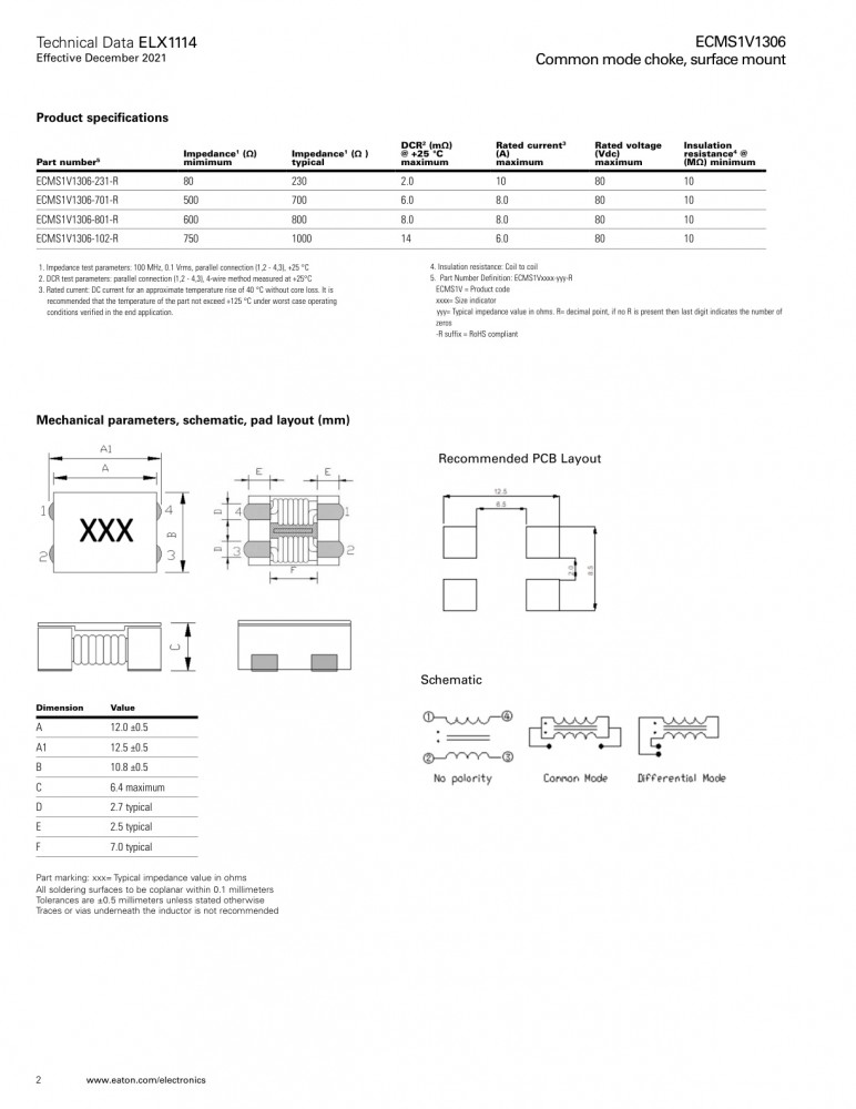 ECMS1V1306 mechanical drawing
