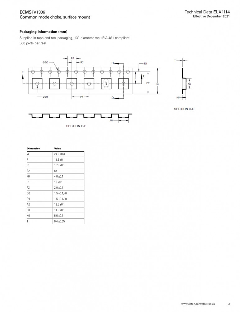 ECMS1V1306 impedance characteristics