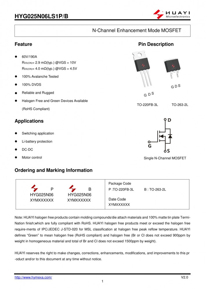 HYG025N06LS1P datasheet page 1