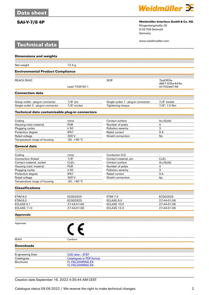 WEIDMULLER 1413930000 product documentation page 2