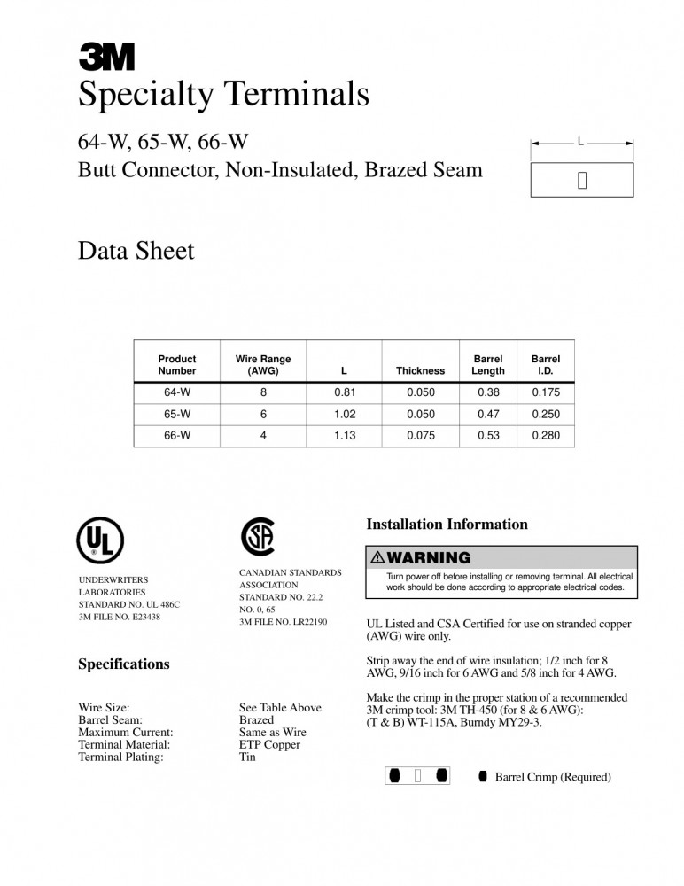 3M 65-W specialty terminal technical document page 1