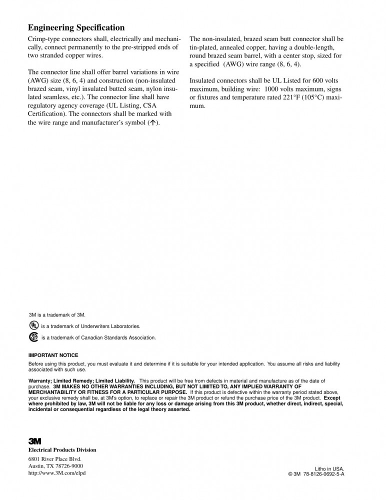 3M 65-W specialty terminal technical document page 2