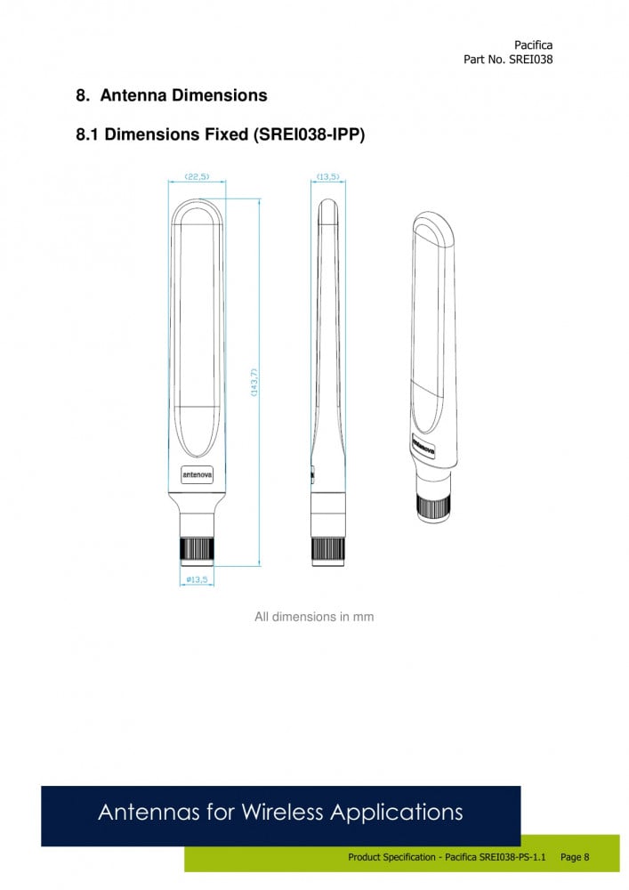 Antenova Pacifica datasheet page 8