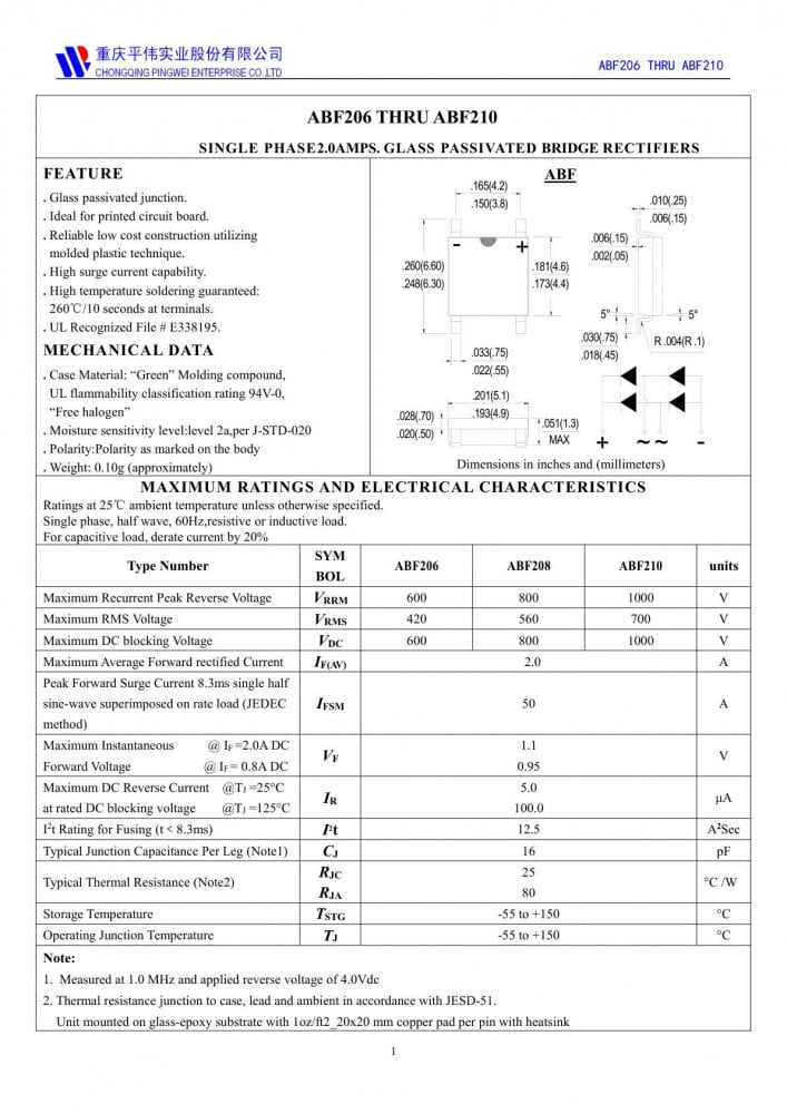 ABF210 datasheet page 1
