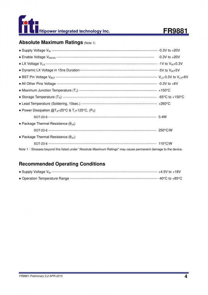 FR9881S6 datasheet page 4