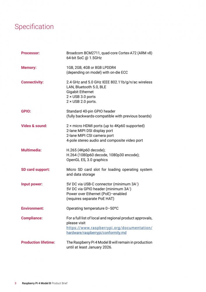 Raspberry Pi 4 Model B document page 3