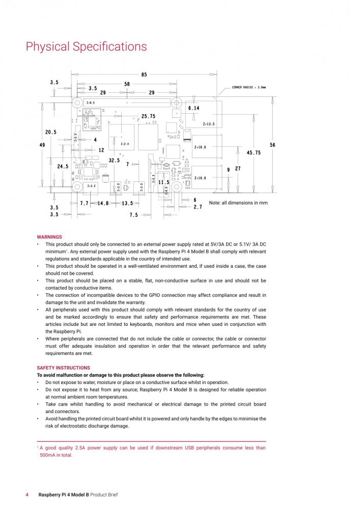 Raspberry Pi 4 Model B document page 4