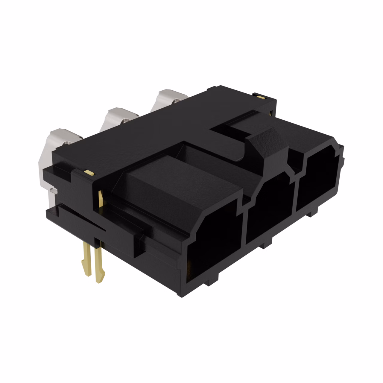 Mini-Fit Sr. Right-Angle Header, 10.00mm Pitch, Single Row, 3 Circuits, 3.50mm Tail Length, for 1.57mm PCB, 0.76µm Gold (Au) Plating, with Clip for sale