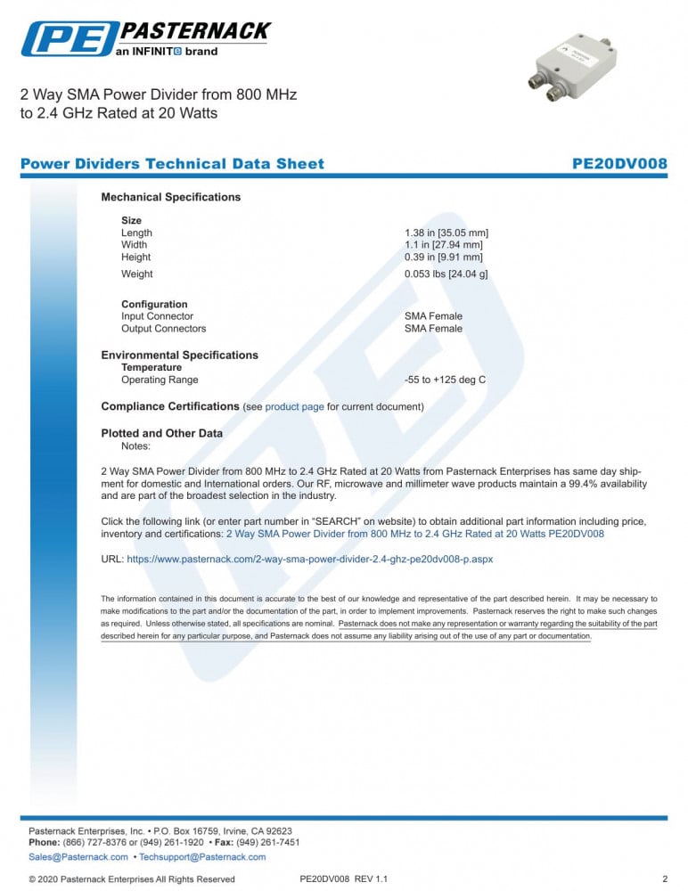 PE20DV008 technical document page 2
