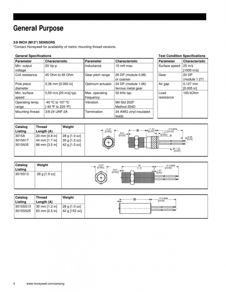 Honeywell VRS sensor datasheet page 4