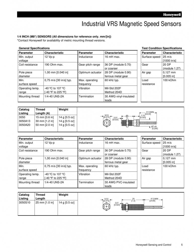 Honeywell VRS sensor datasheet page 5