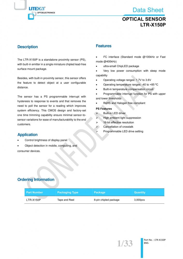 LTR-X150P datasheet page 1