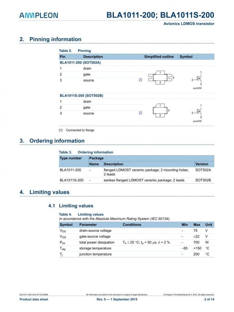 BLA1011-200 datasheet page 2