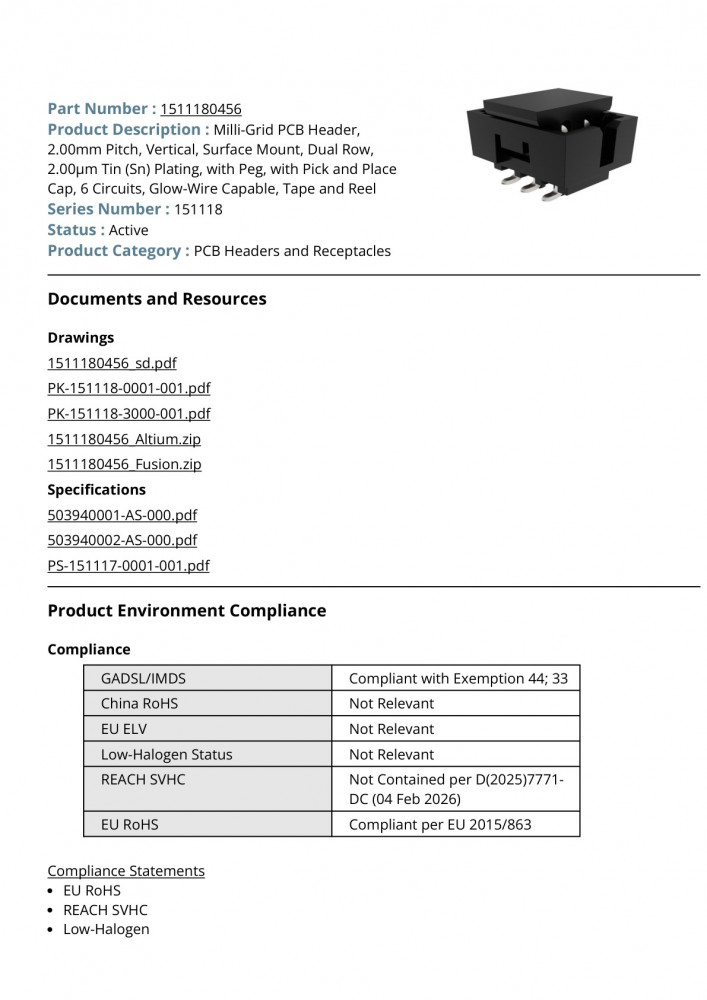 Molex Milli-Grid header specification page 1