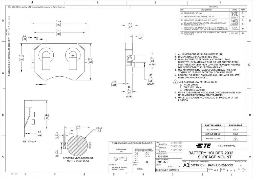BAT-HLD-001 technical drawing preview