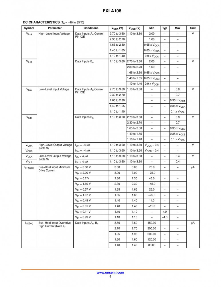 FXLA108 datasheet page 6