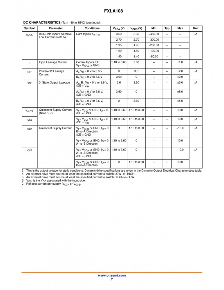 FXLA108 datasheet page 7