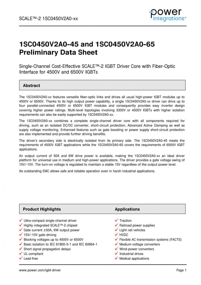 1SC0450V2A0-65 datasheet page 1