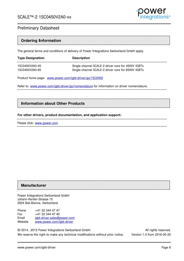 1SC0450V2A0-65 datasheet page 8