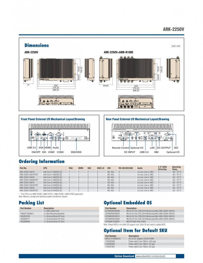 ARK-2250V technical document page 2