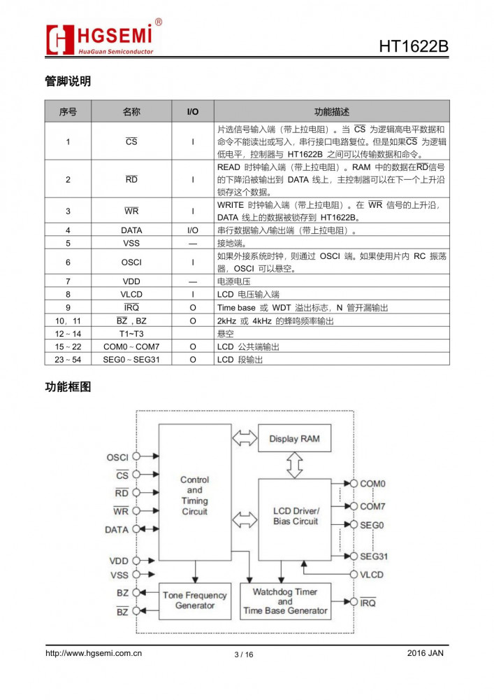 HT1622B technical document page 3
