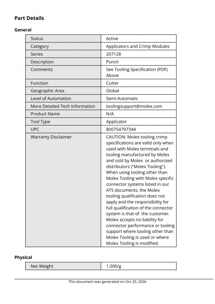 Tooling document page 2 for Molex 634463208