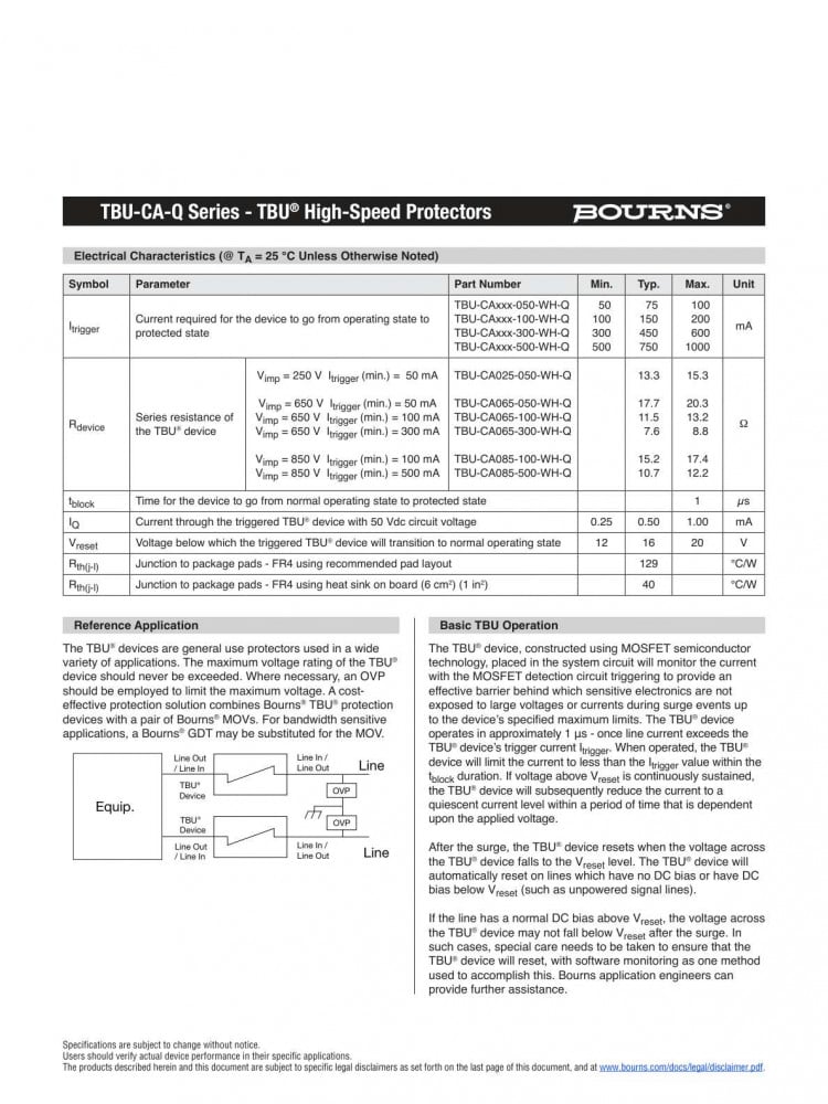 Bourns TBU-CA-Q Series datasheet page 2