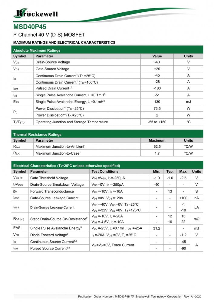 MSD40P45 datasheet page 2
