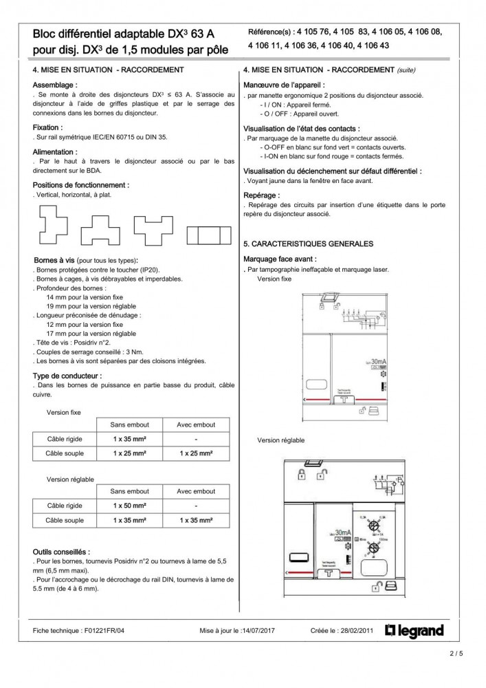 Legrand DX³ differential block technical documentation, page 2