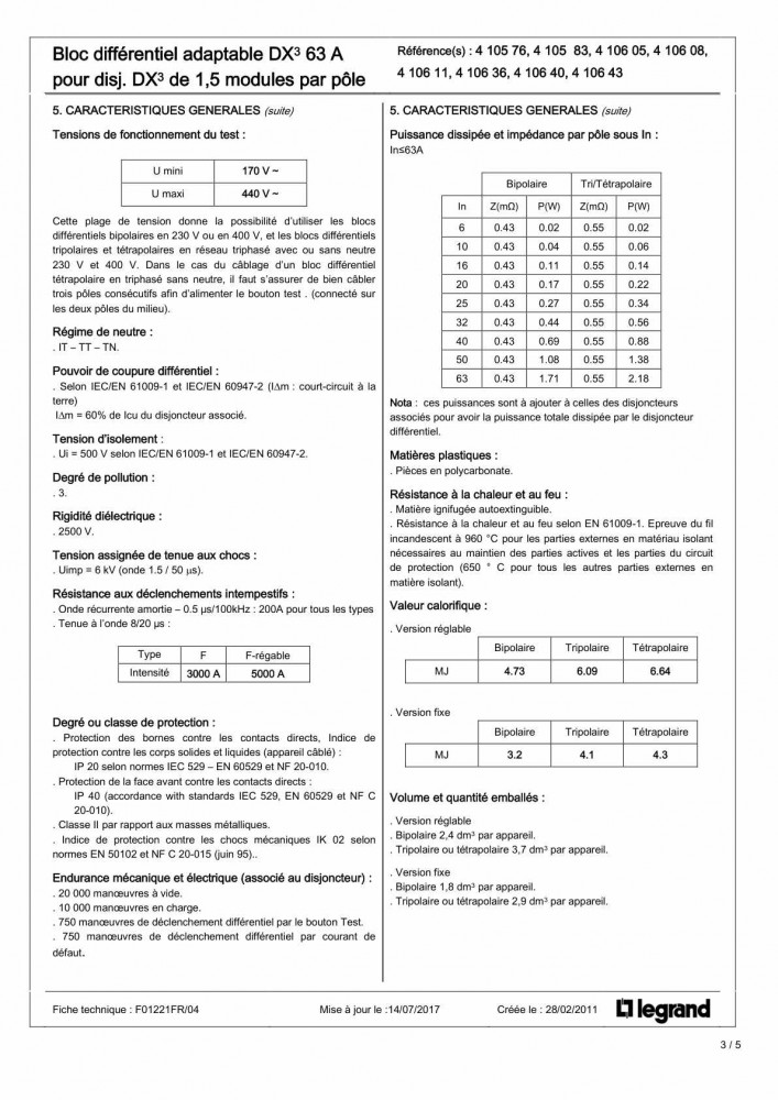 Legrand DX³ differential block technical documentation, page 3